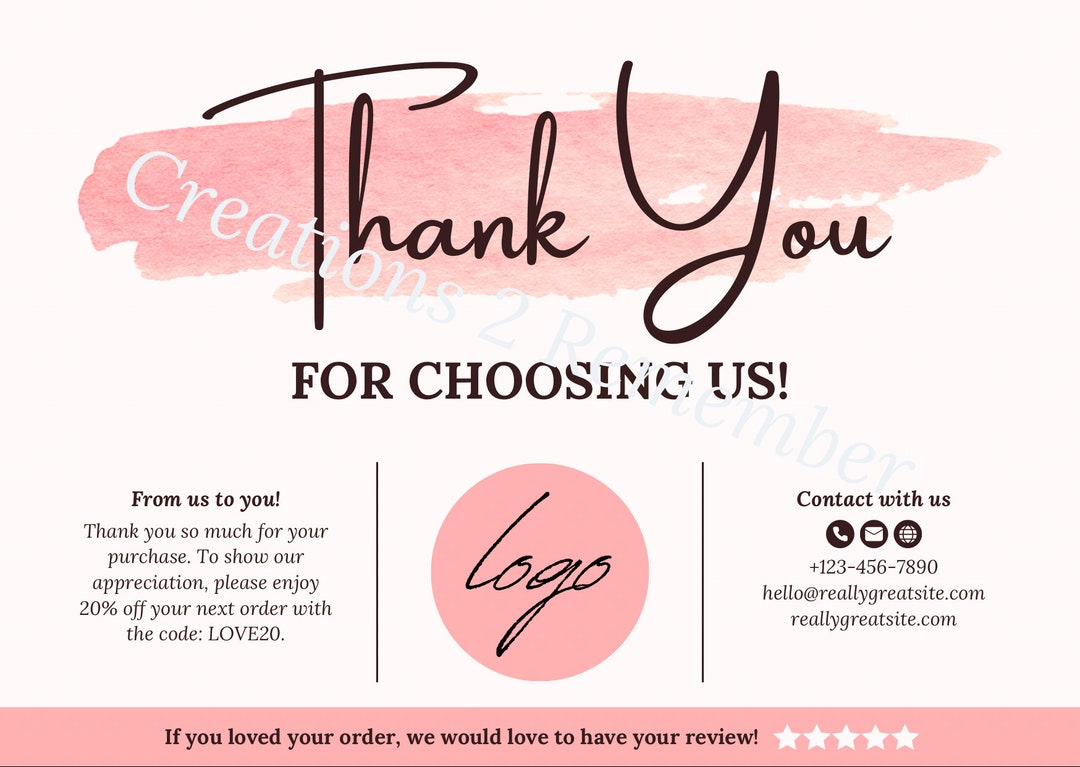 Digital Thank You Card Print Your Own Thank You Card. Digital Download ...