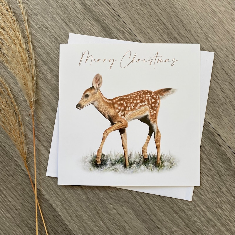 Deer Christmas Card - Etsy