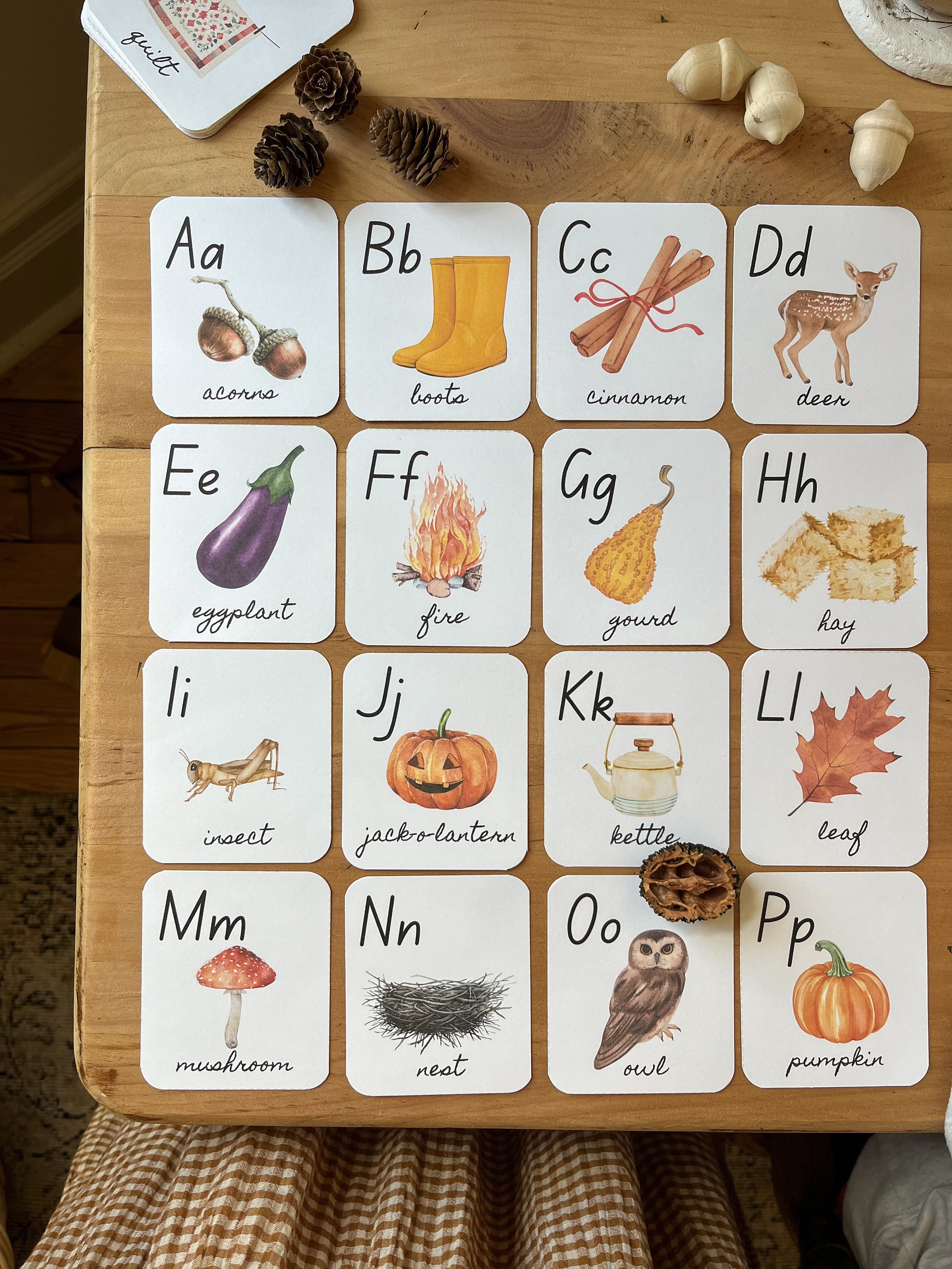 The Fall Alphabet, Printable Cards for Kids, Autumn Themed Seasonal ...