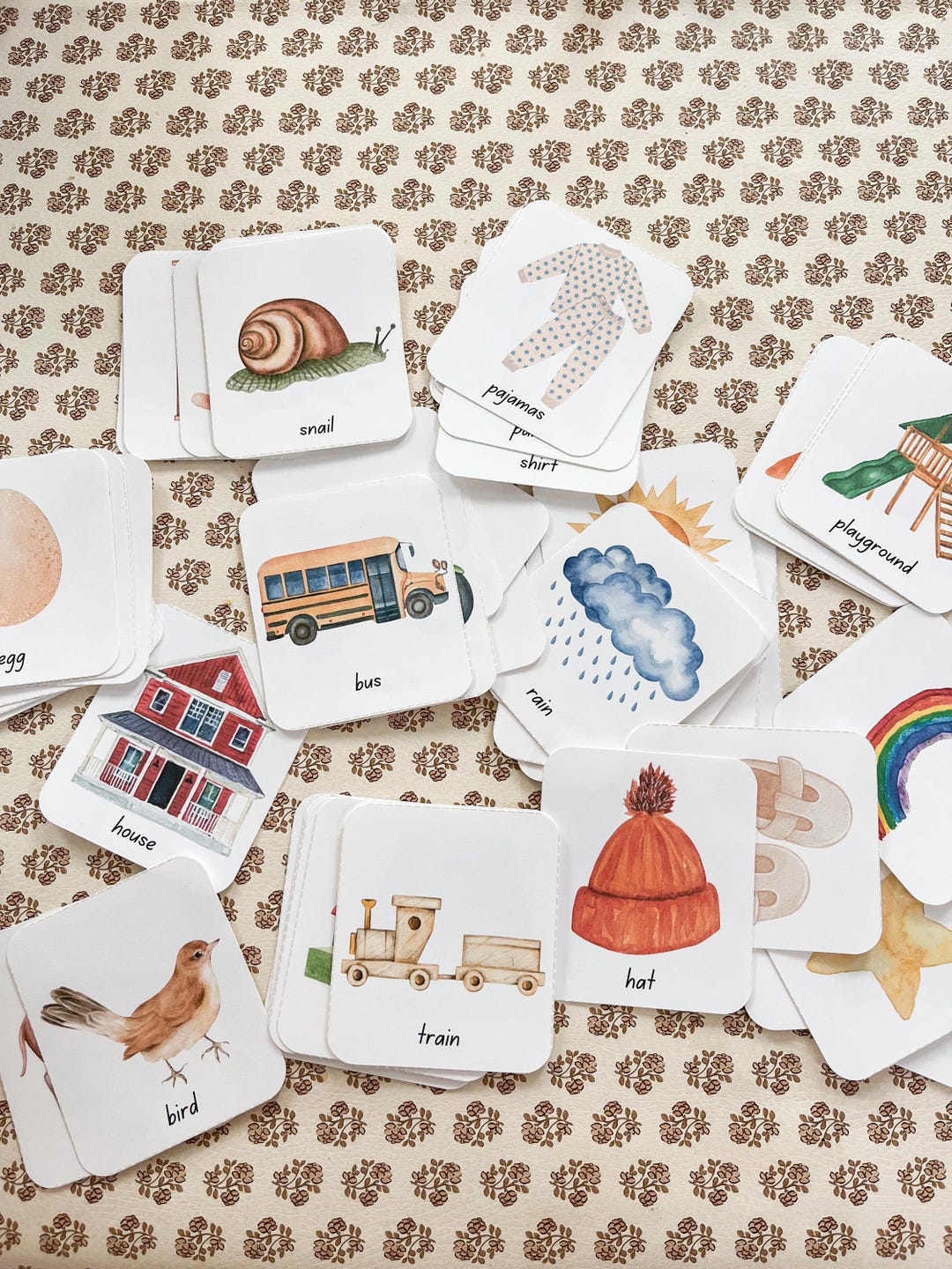 Baby's First Words, 60 Vocabulary Flash Cards Printable, Educational ...