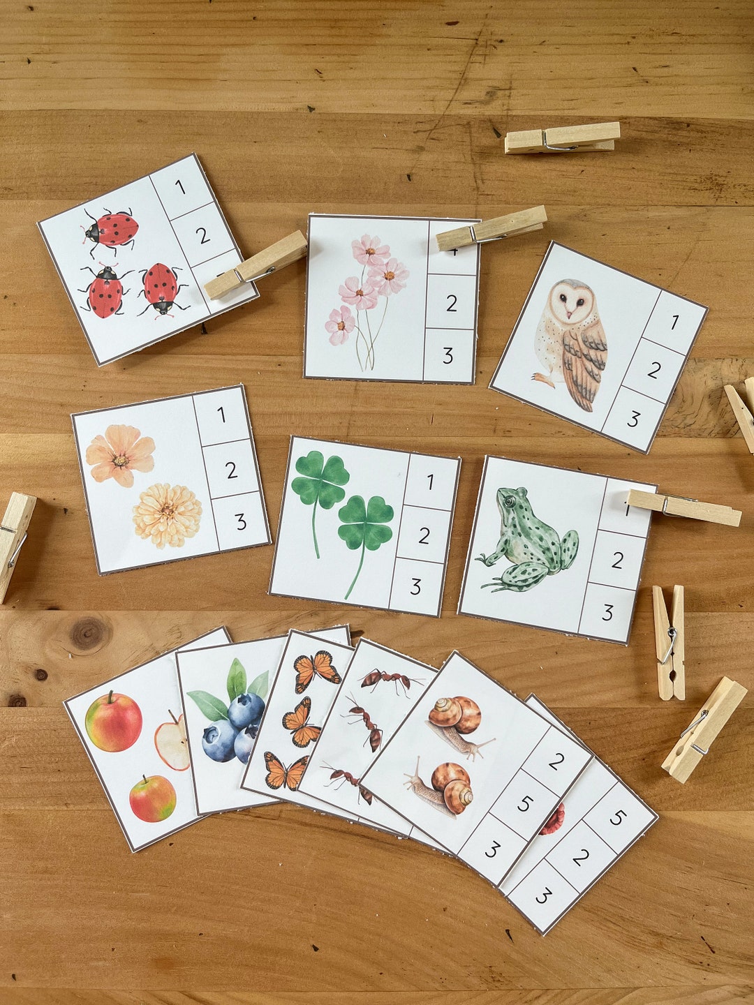 Nature Count and Clip Cards for Toddlers, Preschool Homeschool Resource ...