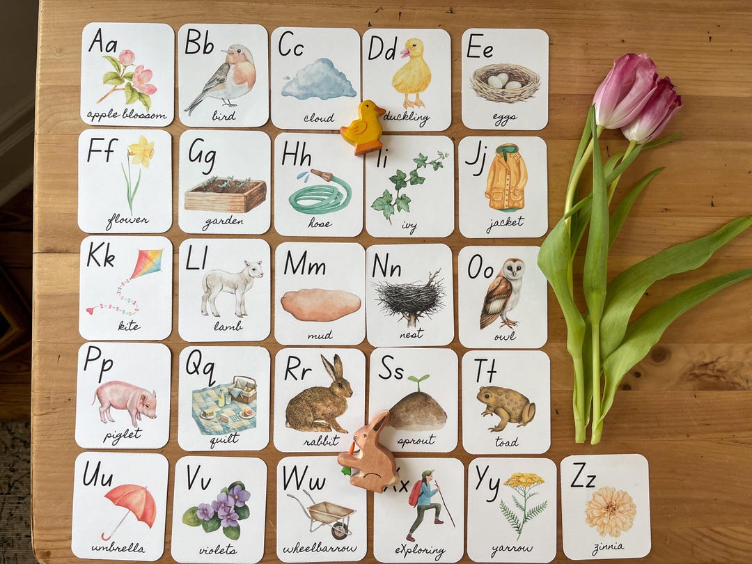 Spring Alphabet, Printable Cards for Kids, Seasonal Alphabet Cards ...