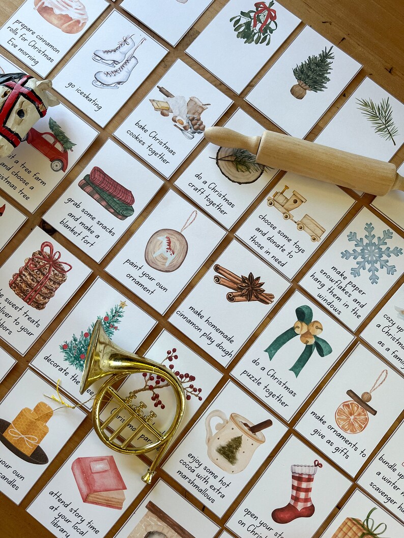 Colorful Printable Christmas Advent Calendar Activity Cards | Holiday ...