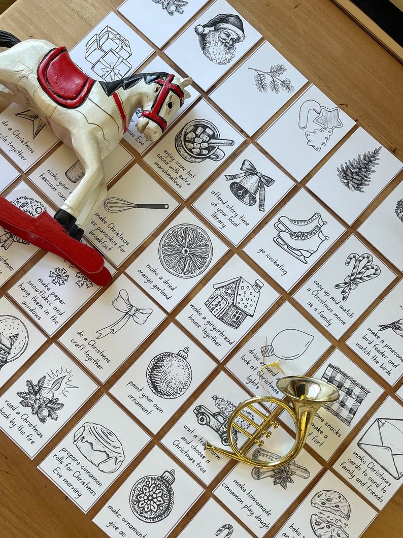 Sketch Style Printable Christmas Advent Calendar Activity Cards ...