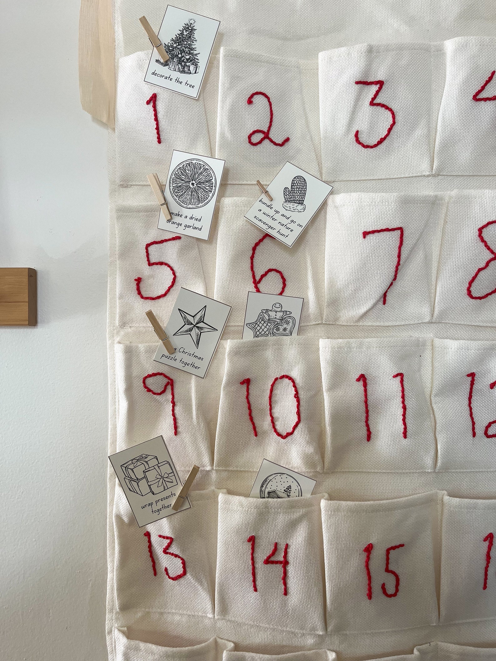 Sketch Style Printable Christmas Advent Calendar Activity Cards ...