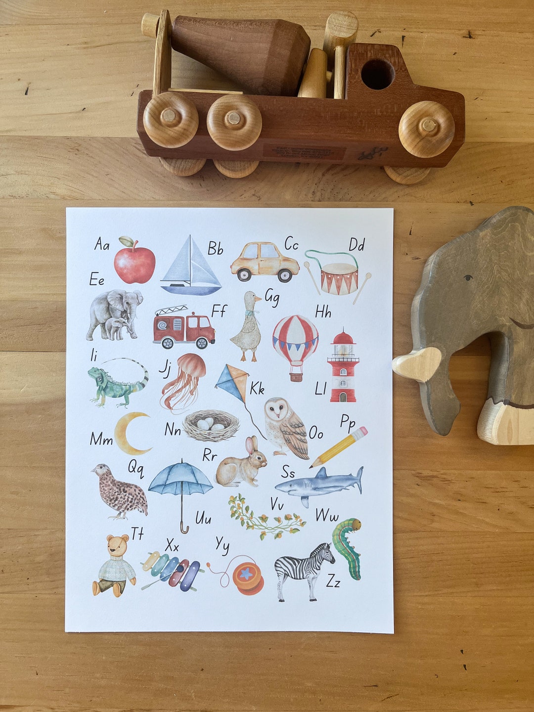 Baby Boy Alphabet Chart Nursery Decor, Printable Educational Decor, Boy ...