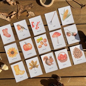 Fall Vocabulary Flash Cards Printable, Educational Digital Download for ...