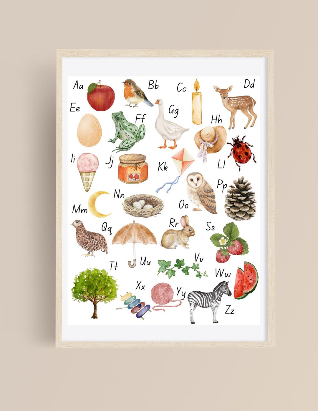 Gender Neutral Alphabet Chart Nursery Decor, Printable Educational ...