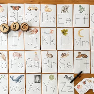 Alphabet Tracing Flash Cards Printable, Letter Tracing, Digital ...