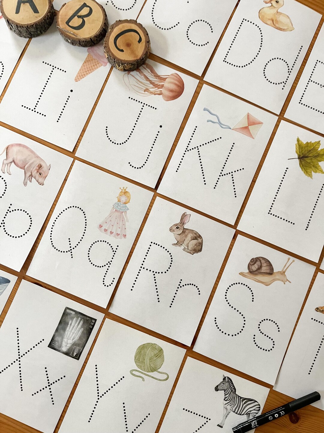 Alphabet Tracing Flash Cards Printable, Letter Tracing, Digital ...