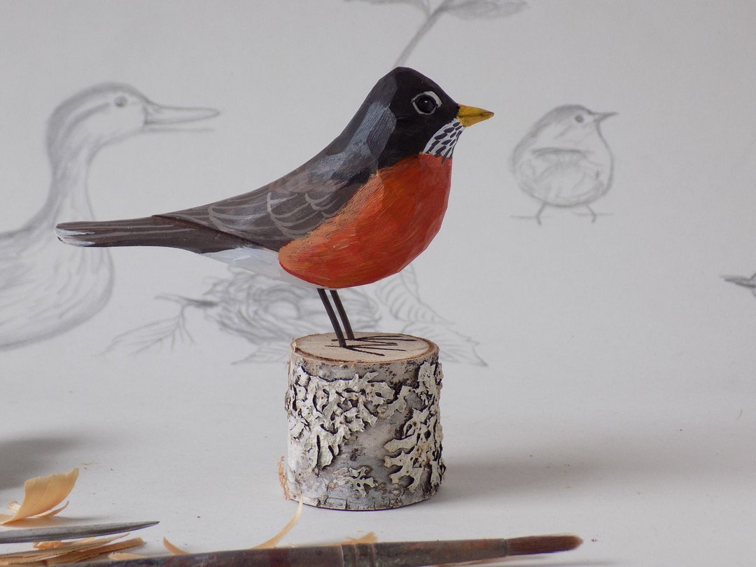 Robin Woodcarving - Etsy
