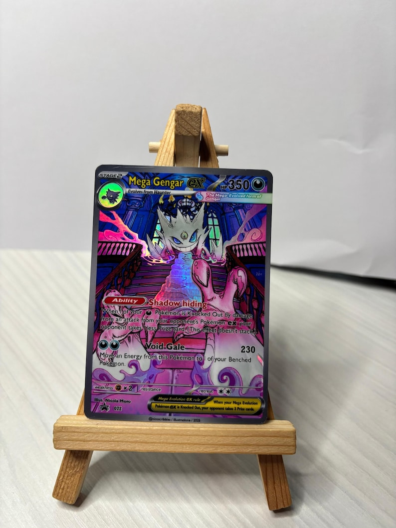 Mega Gengar Shiny Full Art Pokémon TCG Custom Card Rainbow Holo Effect ...