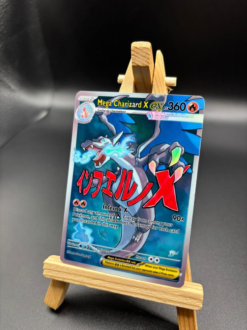 Mega Charizard X Ex Full Art Pokémon TCG Custom Card Rainbow Holo ...