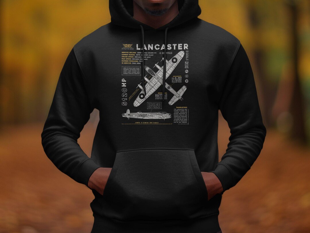 Lancaster Bomber Blueprint Hoodie, Historically Accurate Aircraft ...