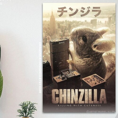 Chinzilla Giant Grey Chinchilla Monster Matte Poster for - Etsy