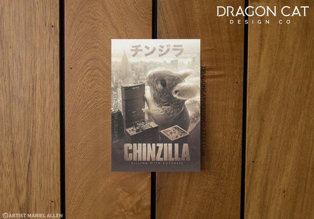 Chinzilla - Giant Grey Chinchilla Monster Standard Postcard - Etsy