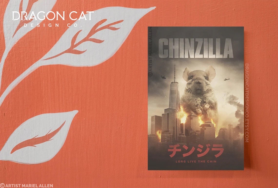 Chinzilla Giant Beige Chinchilla Monster Standard Postcard - Etsy Australia