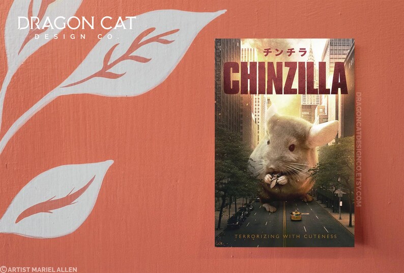 Chinzilla - Giant Light Beige Chinchilla Monster Standard Postcard - Etsy