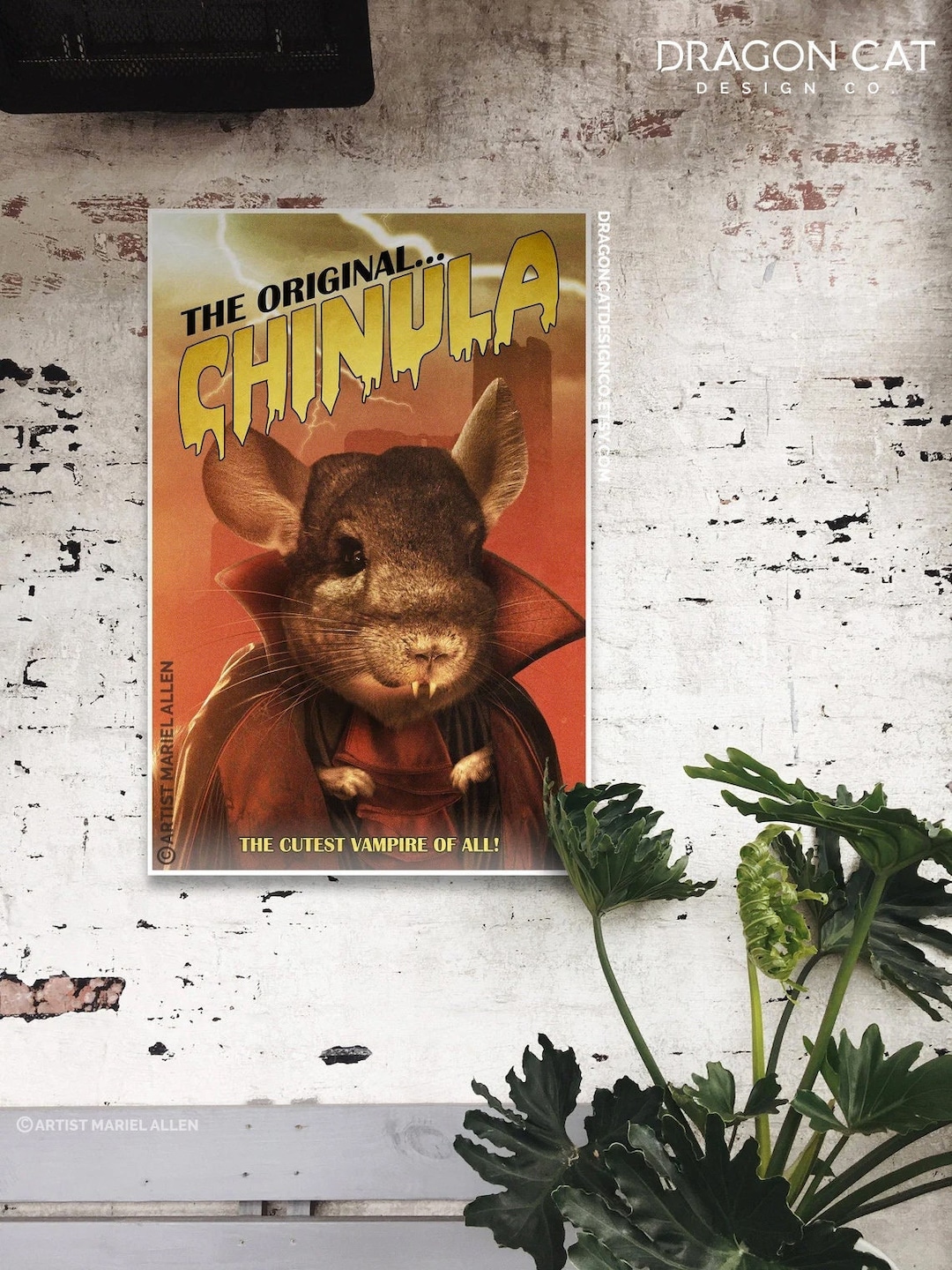 Chinchilla Dracula Parody Halloween Art in Color | Poster for Horror ...