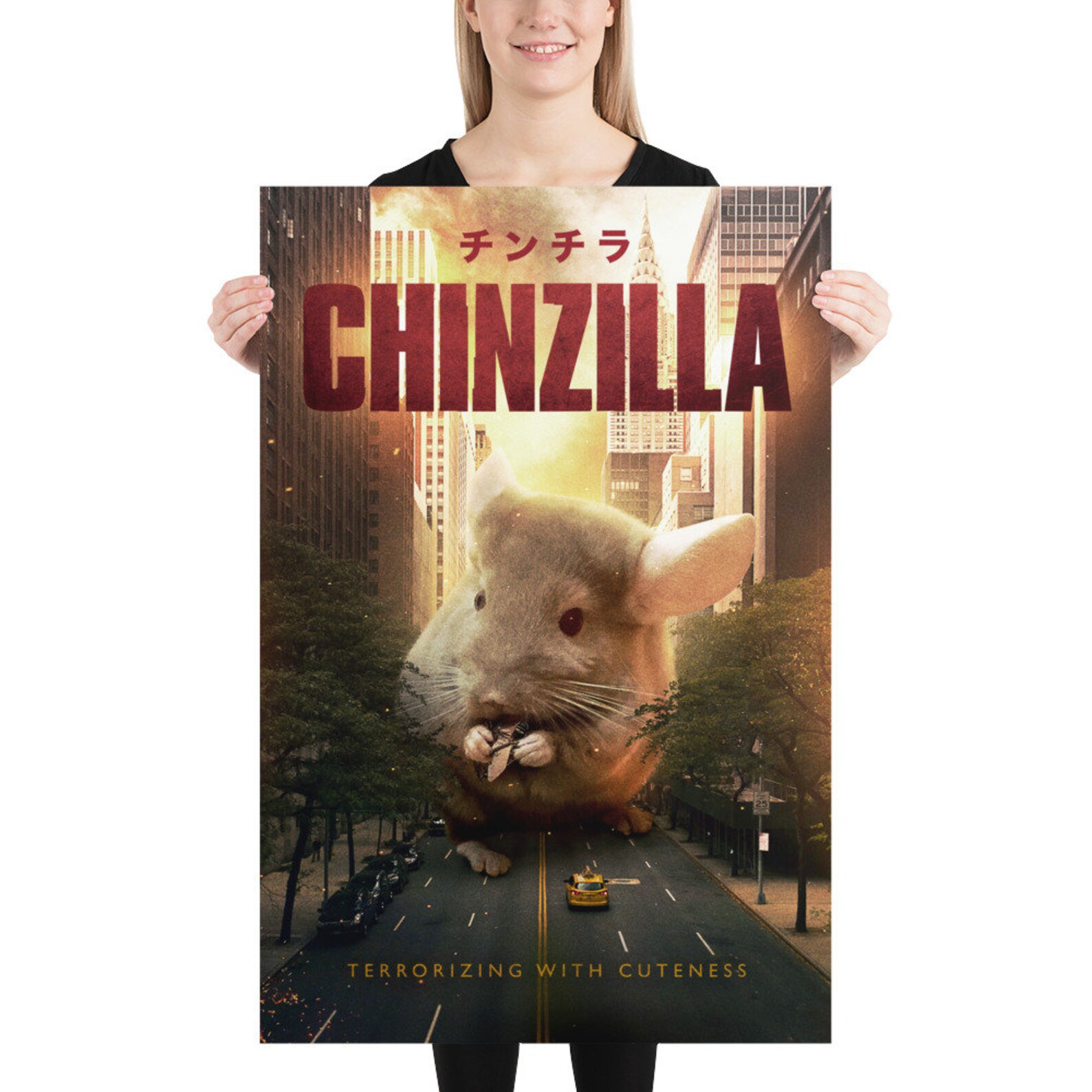 Chinzilla Giant Light Beige Chinchilla Monster Poster Art - Etsy UK