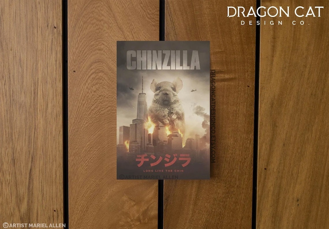 Chinzilla Giant Beige Chinchilla Monster Standard Postcard - Etsy Australia