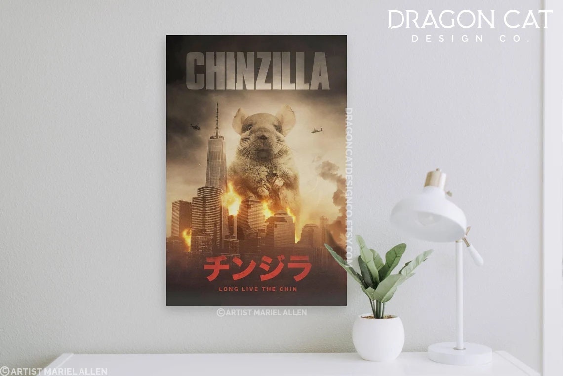 Chinzilla Giant Beige Chinchilla Monster Poster Art Print - Etsy
