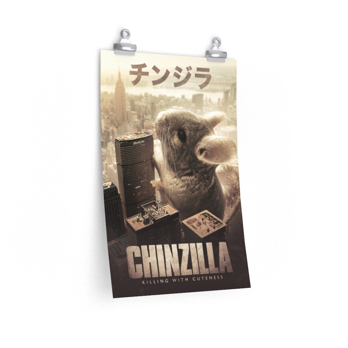 Chinzilla Giant Grey Chinchilla Monster Matte Poster for | Etsy