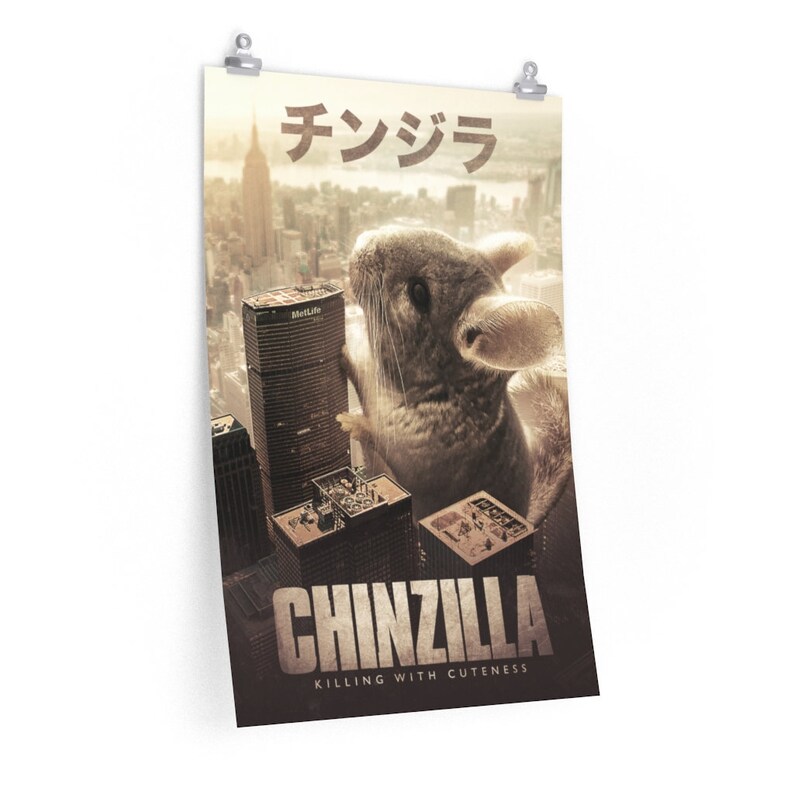 Chinzilla Giant Grey Chinchilla Monster Matte Poster for | Etsy