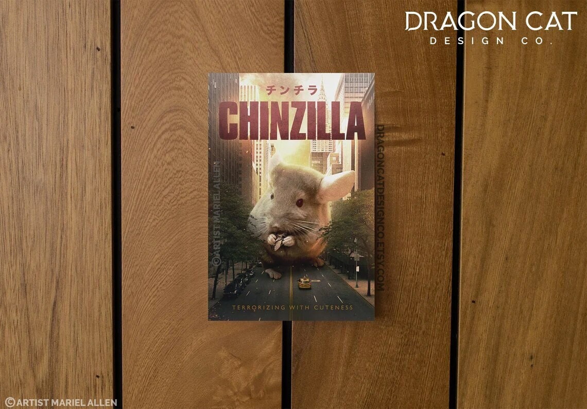 Chinzilla - Giant Light Beige Chinchilla Monster Standard Postcard - Etsy