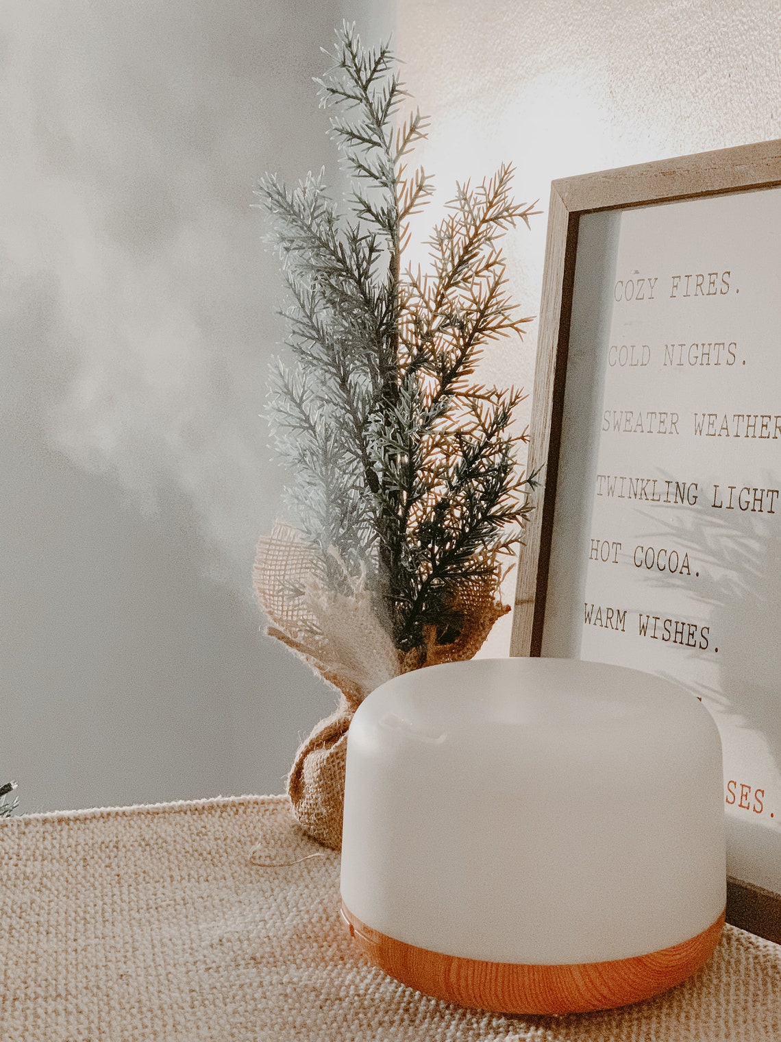 Essential Oil Diffuser White & Wood Grain Diffuser - Etsy
