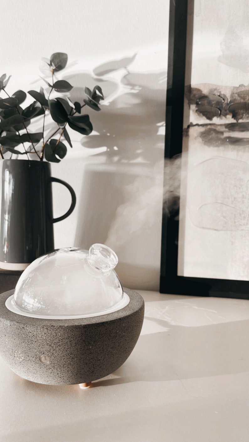 Black Ash Luna | Glass Dome & Speckled Concrete Diffuser | Essential ...