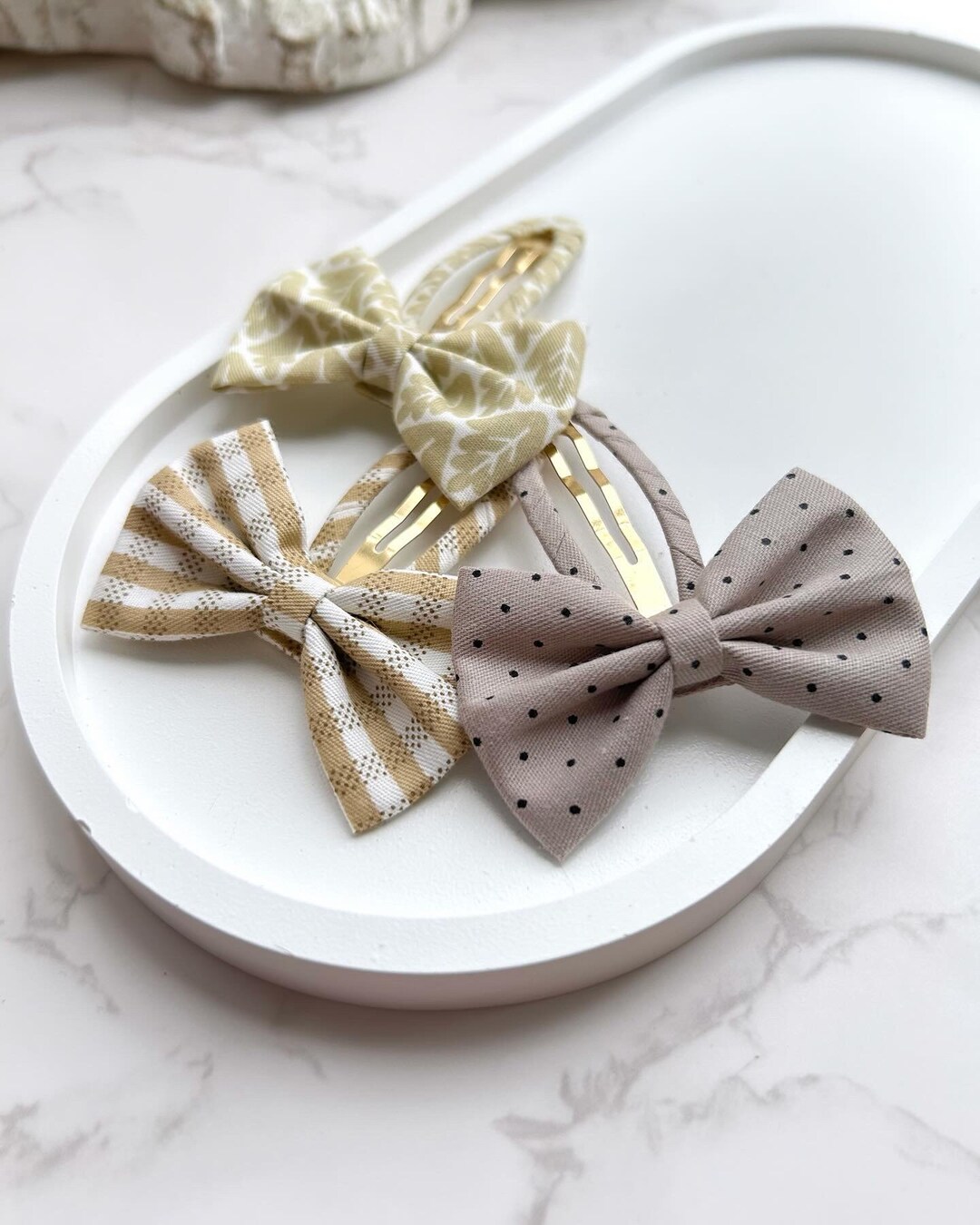 Handmade Fabric Natural Colors Hair Clips Set of 3 - Etsy