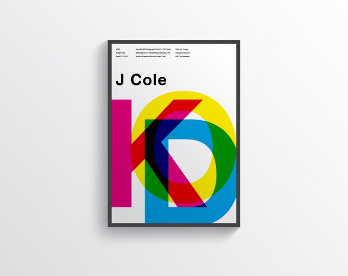 J Cole Poster KOD Album Cover Music Song Artist Print Wall Art Rap Hip ...