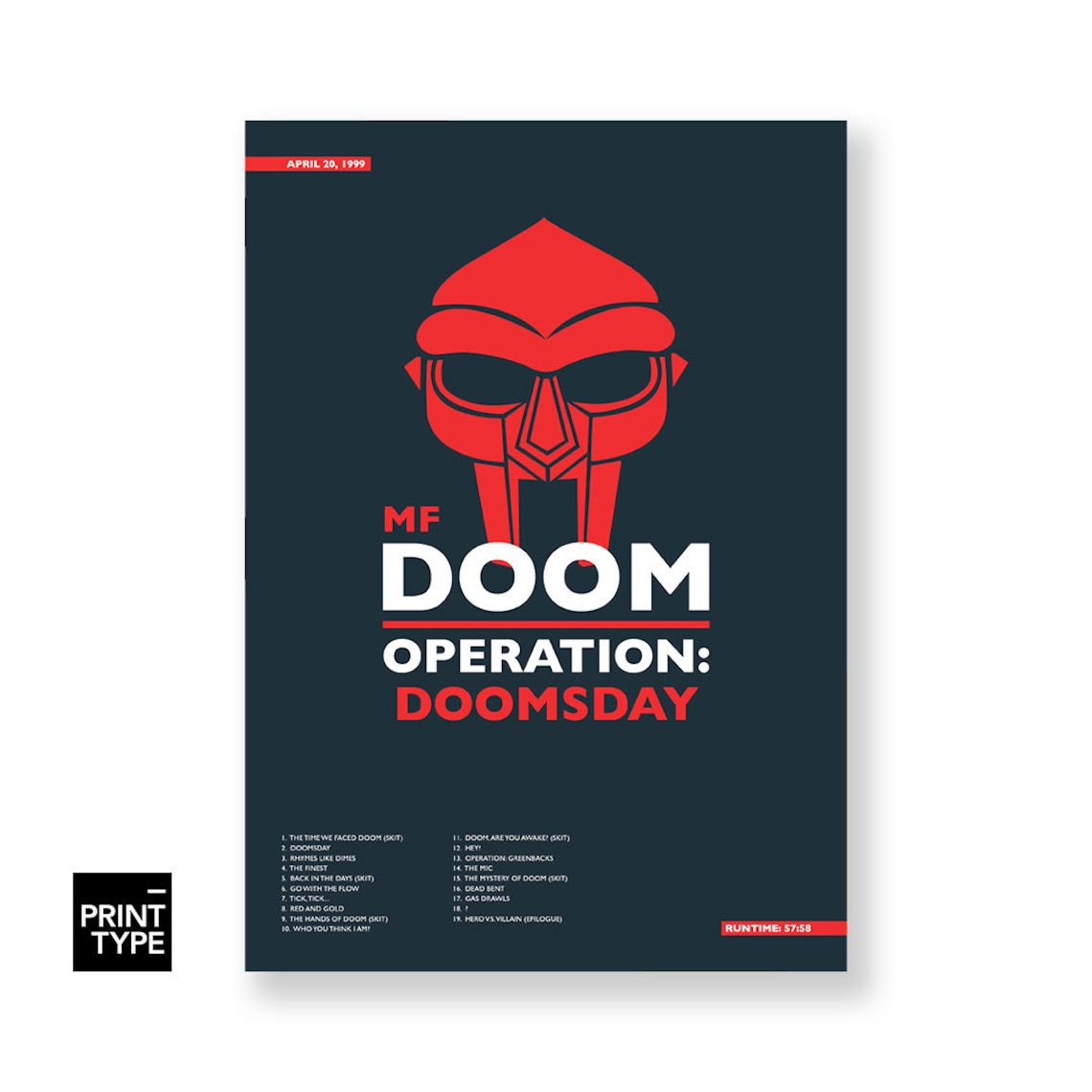 MF DOOM Poster Operation Doomsday Album Cover Music Song Artist Print ...