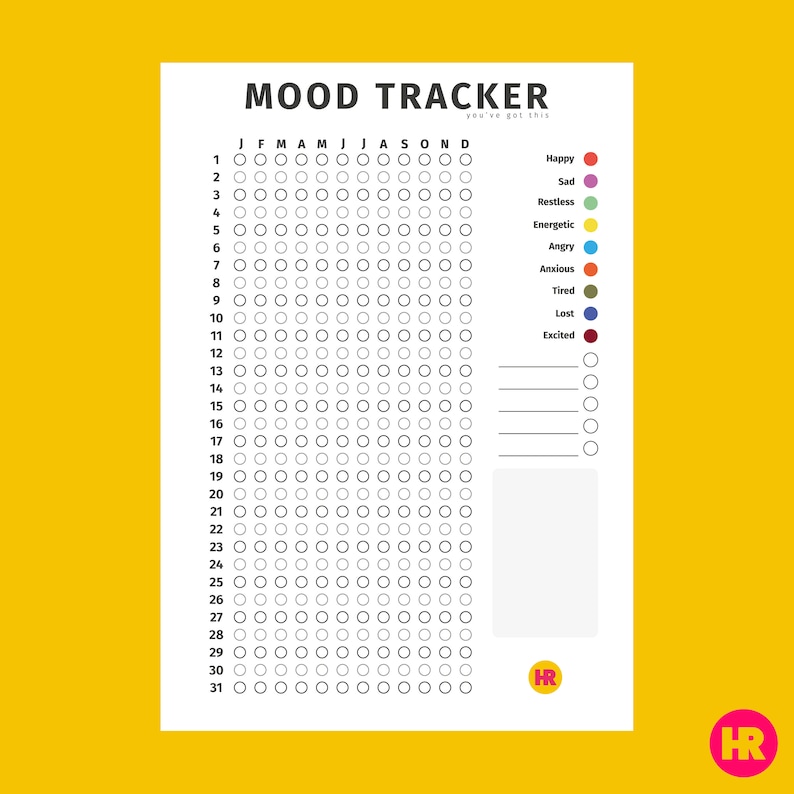 Digital Download Mood Tracker Mental Health Aid for Adults / Children ...