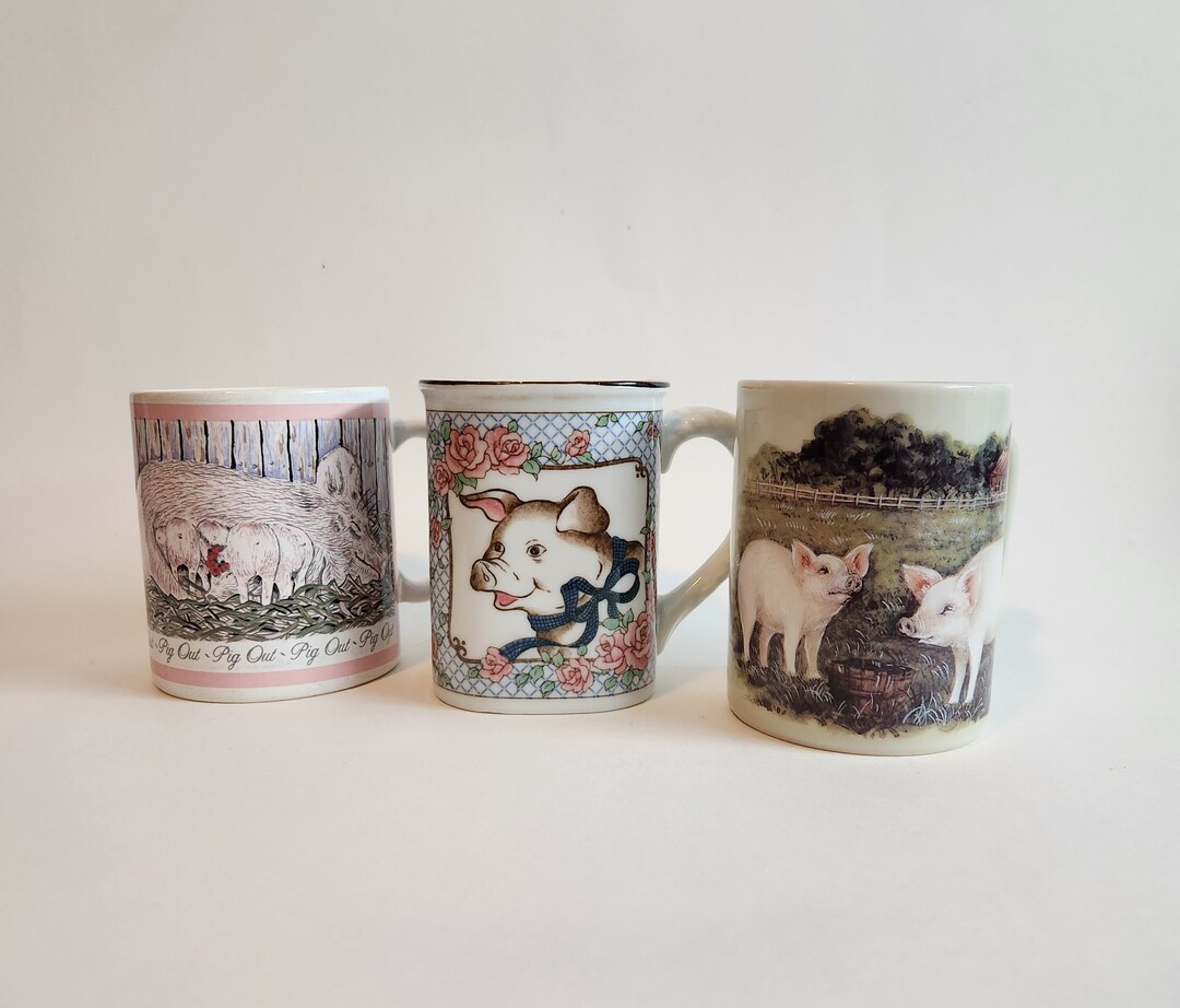 Vintage Otagiri Pig Mugs, Set of 3 Mismatch Mugs - Etsy