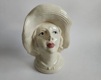 Vintage Glamour Girl Lady Head Vase Luster Iridescent White Hobbist ...