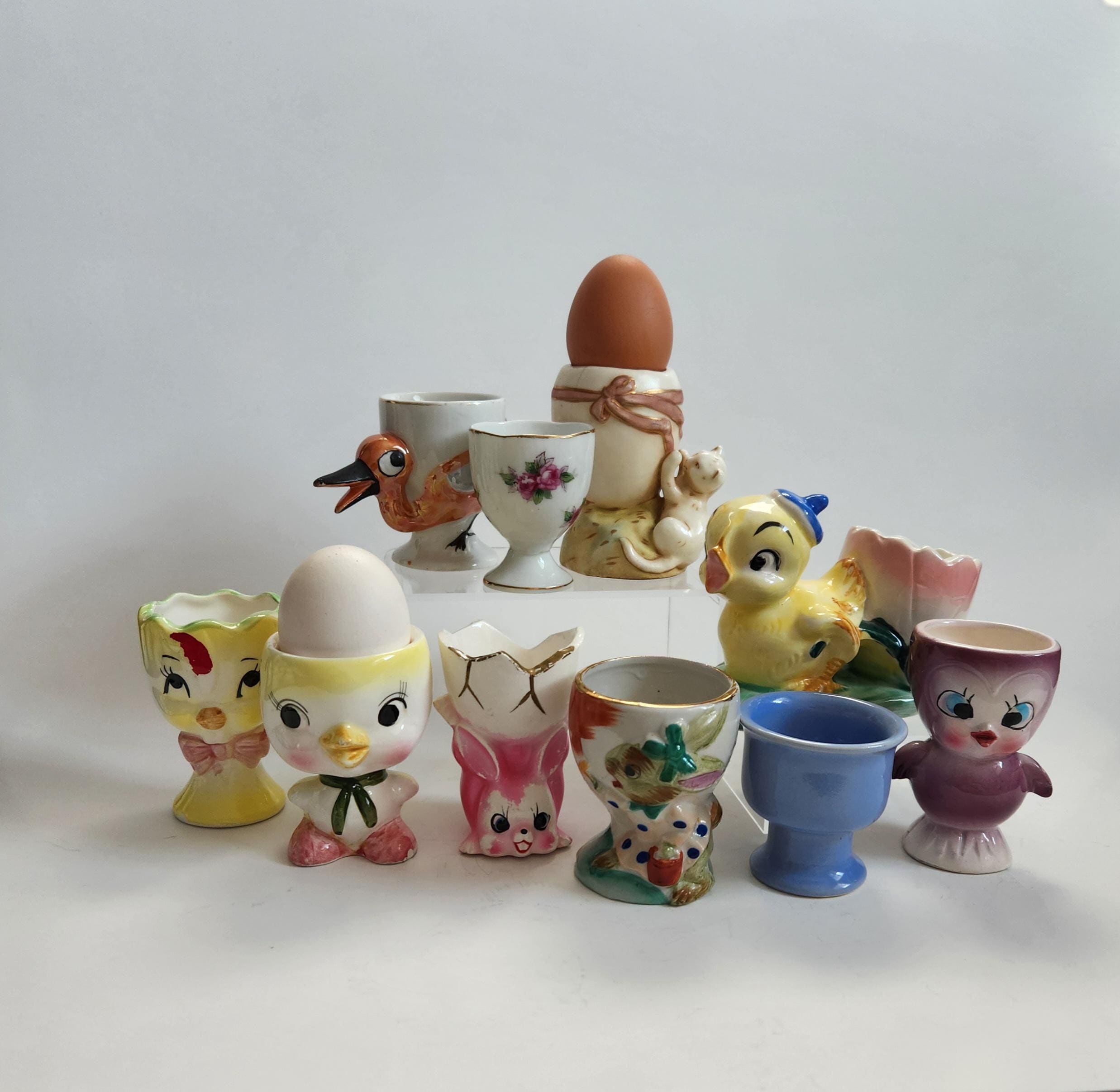 Vintage Ceramic Egg Cups, Hand Painted, Unique Styles - Etsy