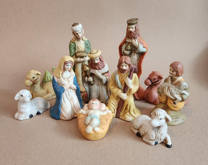 Vintage Porcelain Nativity Set, 11 Piece Set, Chrisstams Decor, Danson ...