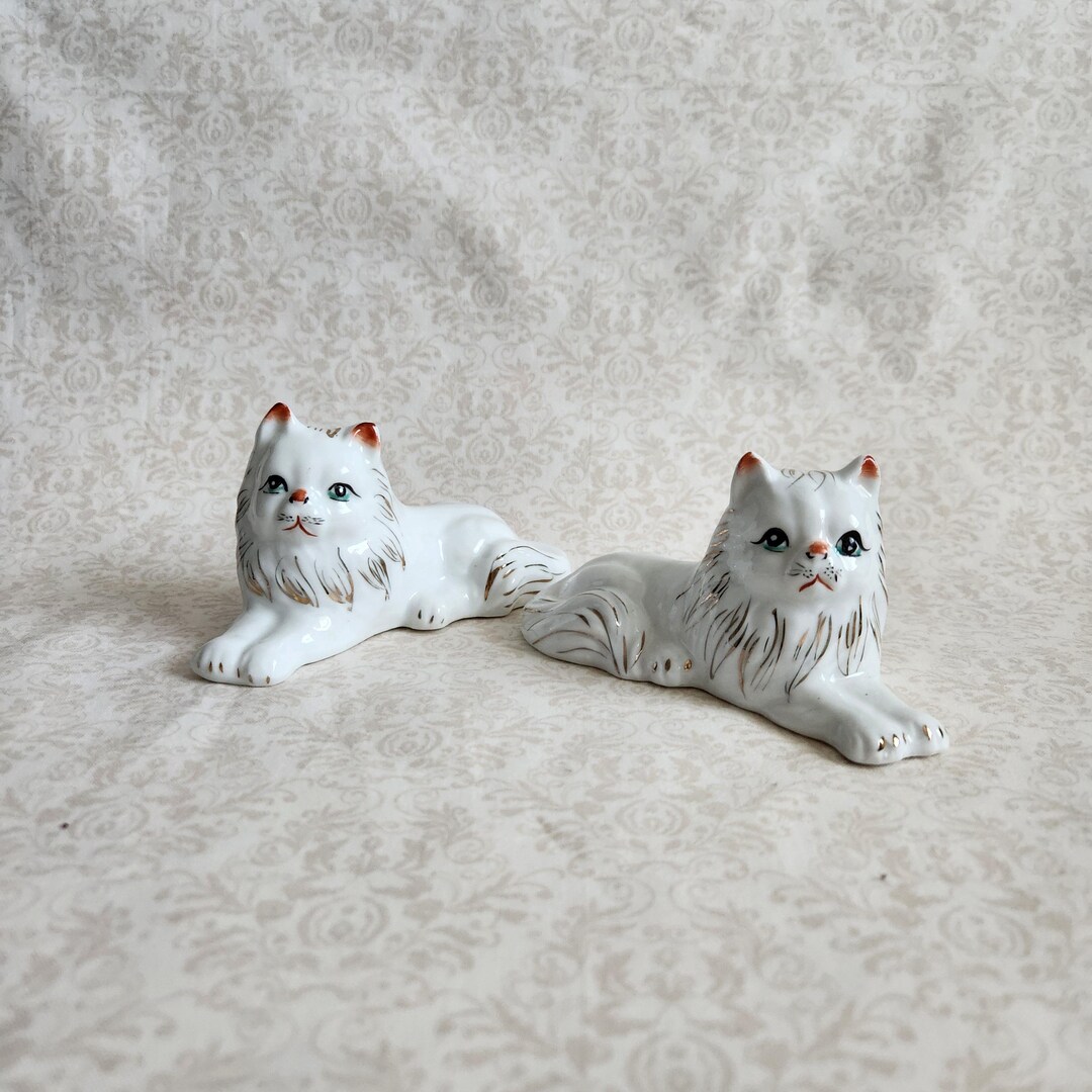 Porcelain Cat Figurines, Persian Cats Hand Painted Made in China ...