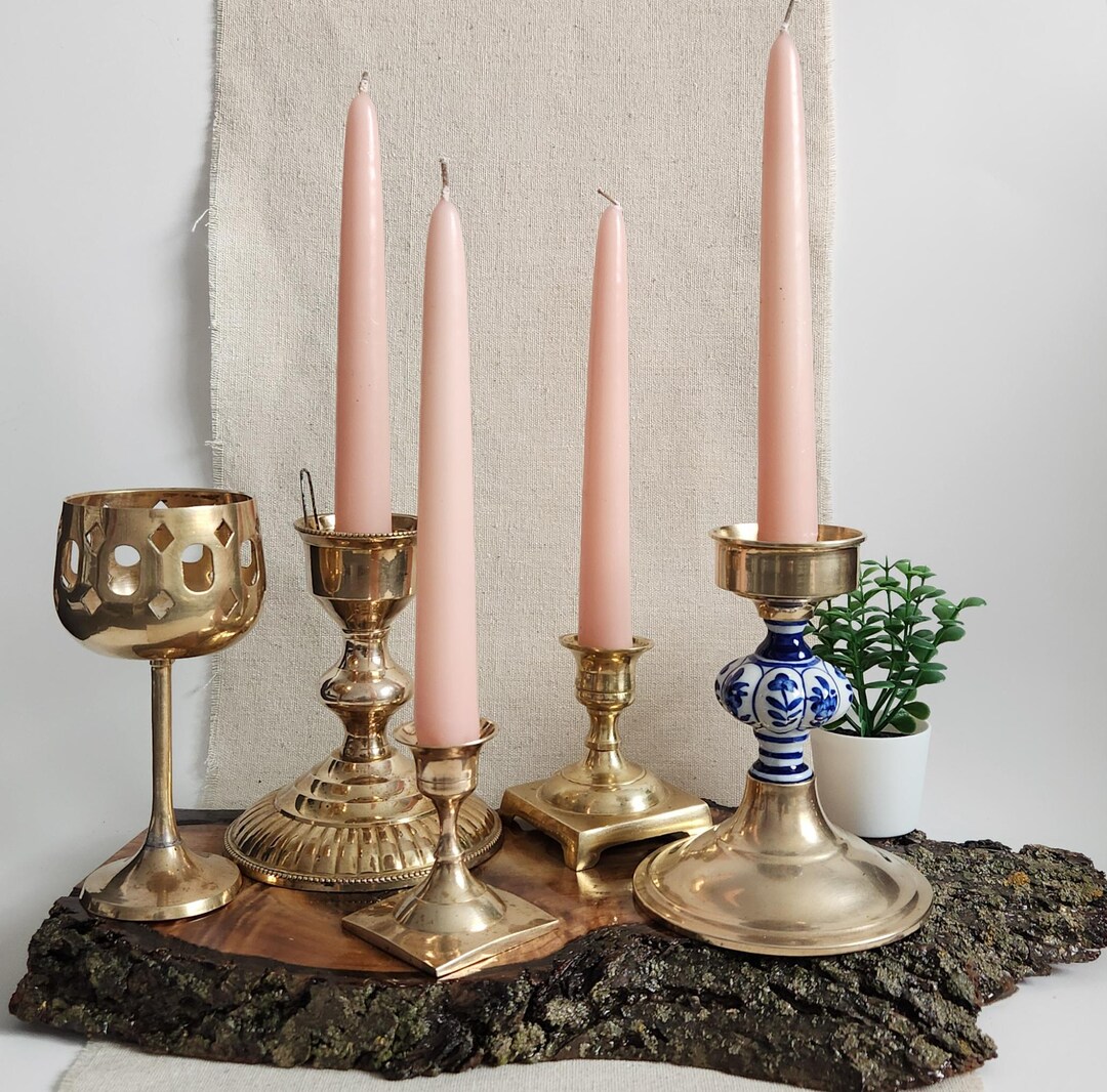 Vintage Brass Candle Holders Collection, Brass Home Decor, 5 Brass ...