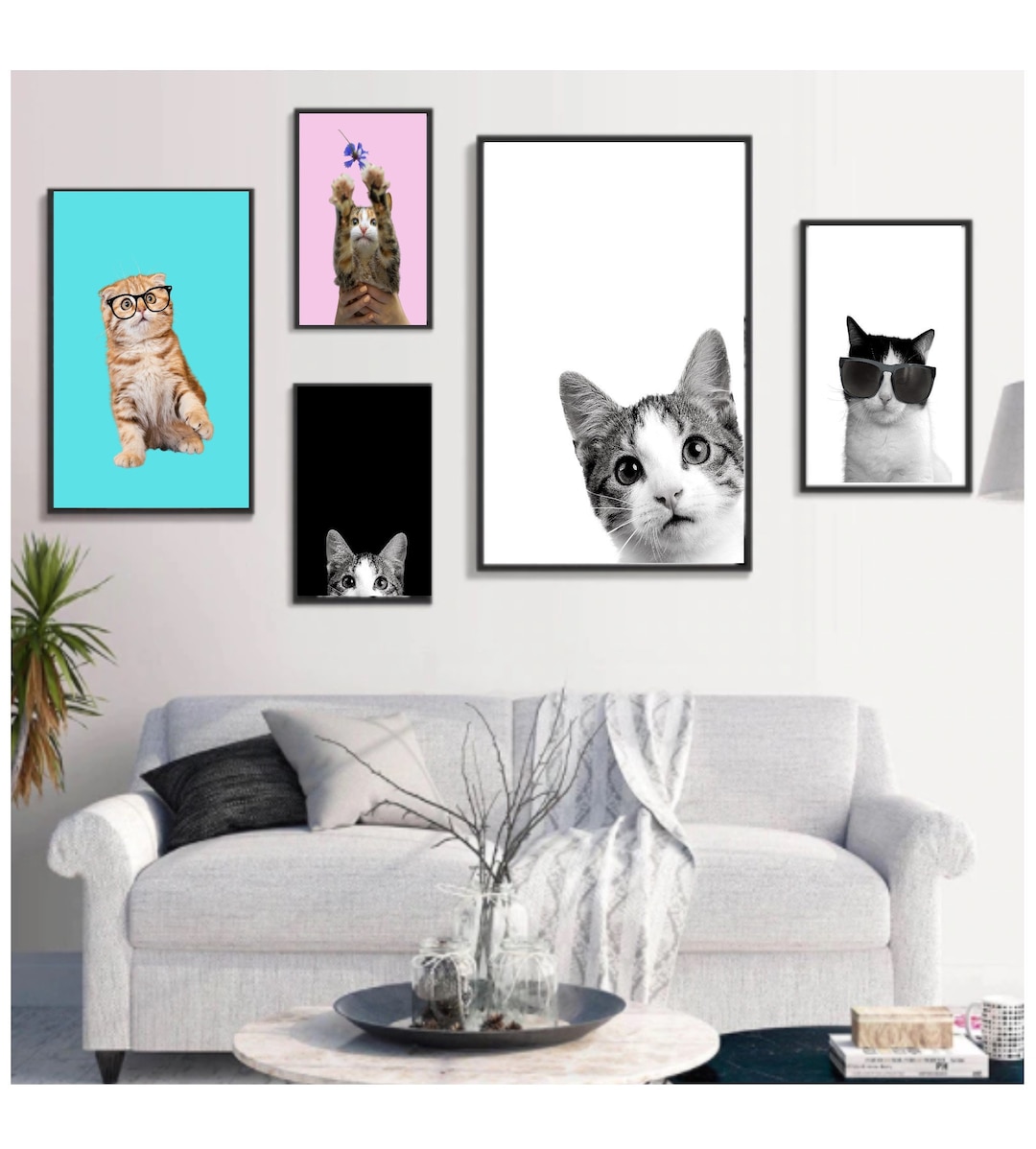 Cat Poster Prints • Set of Five • A2 A3 A4 A5 • Kitten Decor • Home ...