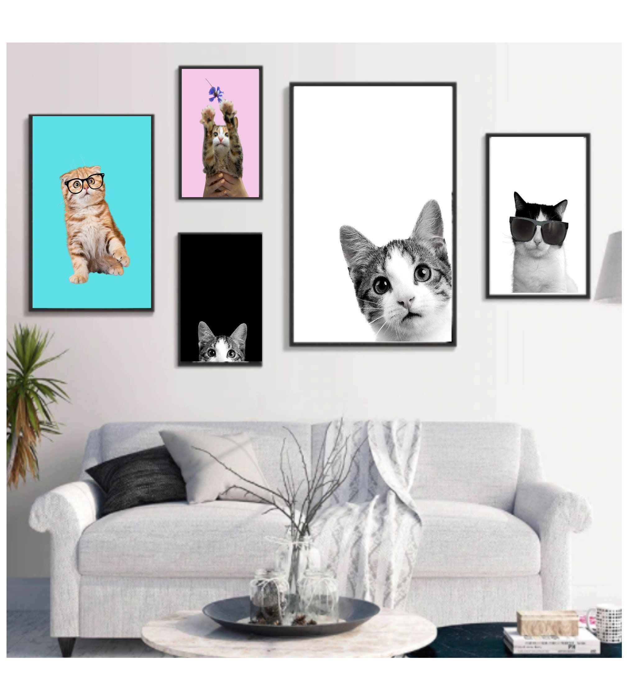 Cat Poster Prints • Set of Five • A2 A3 A4 A5 • Kitten Decor • Home ...