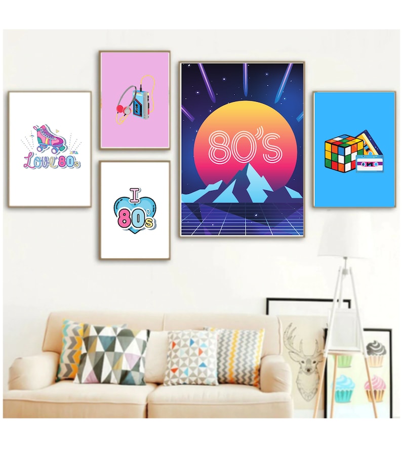 80s Retro Fun Pop Art Prints, 1980s Wall Hangings, Minimalist 80s Style ...