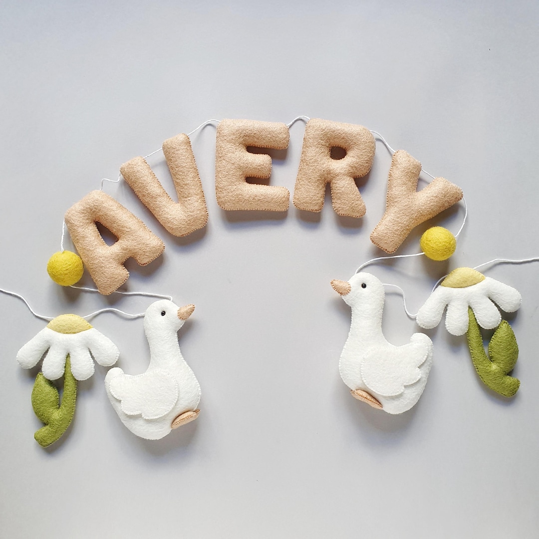Goose Felt Name Banner, Geese and Daisy Name Garland, Goose Birthday ...