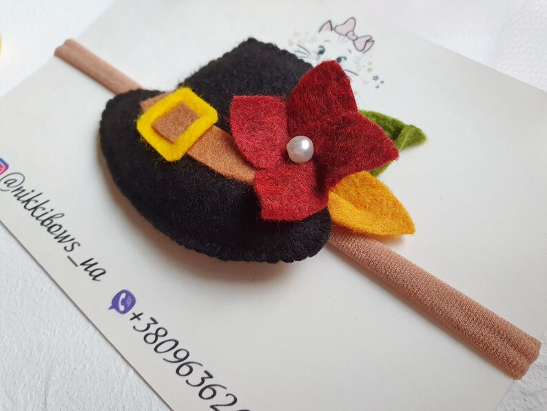 Black Felt Pilgrim Hat Headband or Hair Clip for Thanksgiving - Etsy