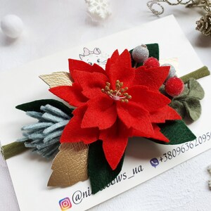 Red Poinsettia Christmas Flower Headband, Felt Holiday Floral Crown - Etsy
