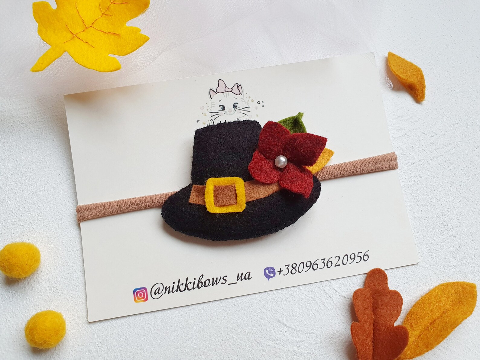Black Felt Pilgrim Hat Headband or Hair Clip for Thanksgiving - Etsy
