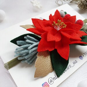 Red Poinsettia Christmas Flower Headband, Felt Holiday Floral Crown - Etsy