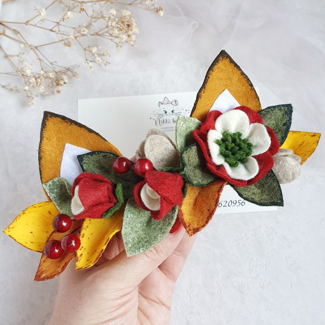 Fox Ears Flower Crown,felt Fox Ears, Woodland Fox Headband, Floral ...